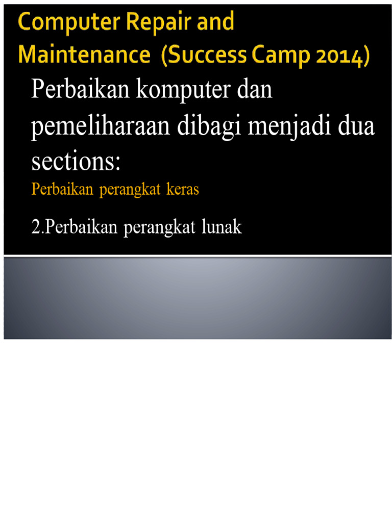perbaikan dan pemeliharaan komputer | PDF