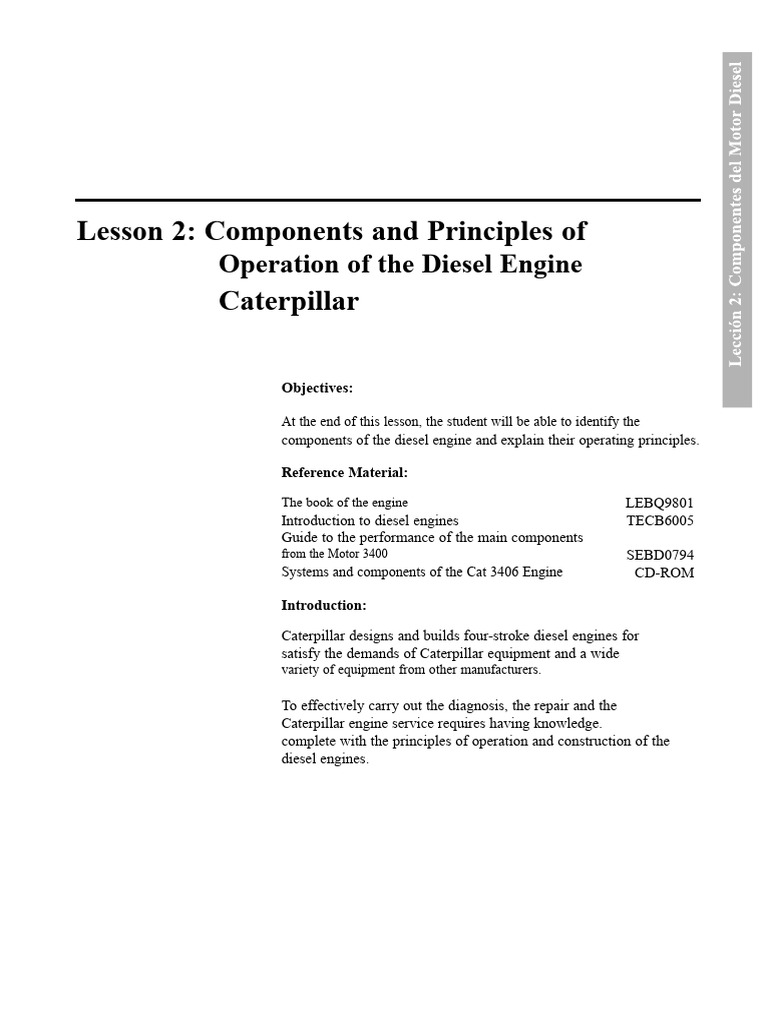 Components and Operating Principles of The CAT Diesel Engine | PDF ...