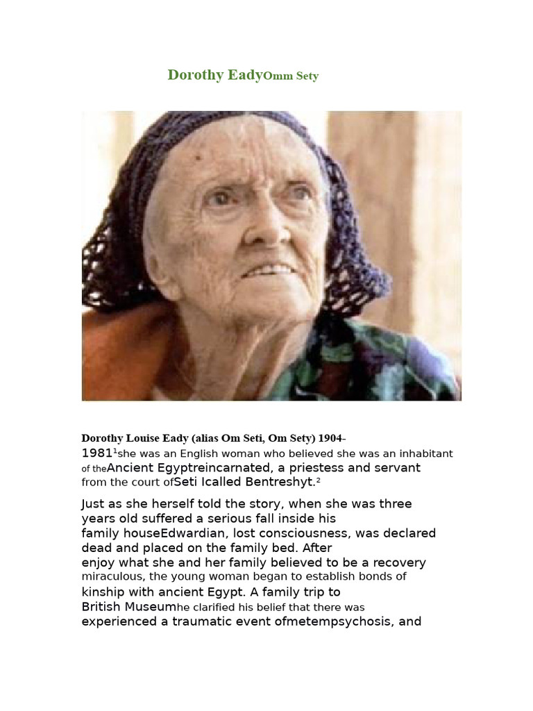 Dorothy Eady's Omm Sety Predictions | PDF | Ancient Africa | Ancient Asia