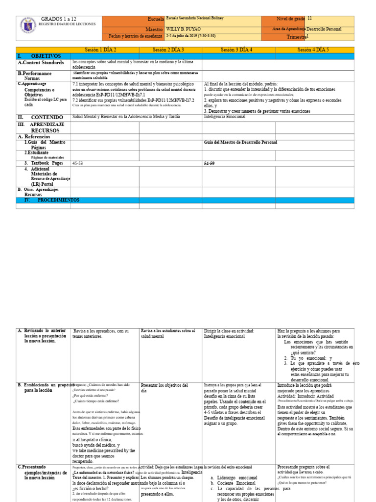 DLL Perdev Semana5 5 | PDF | Las emociones | Salud mental