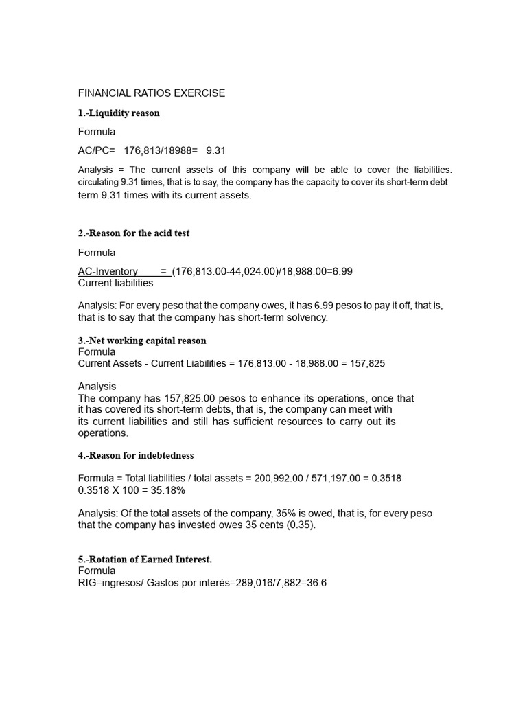 Solved Financial Ratios Exercises | PDF | Equity (Finance) | Investing