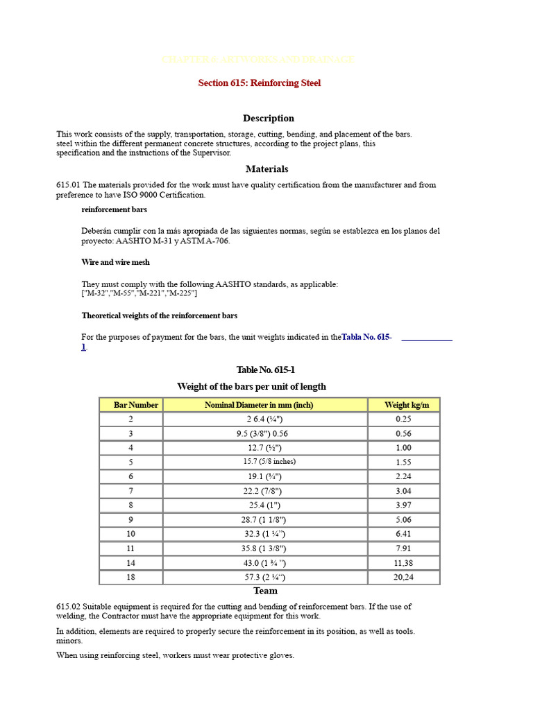Nominal Weight of Steel | PDF | Concrete | Mechanical Engineering