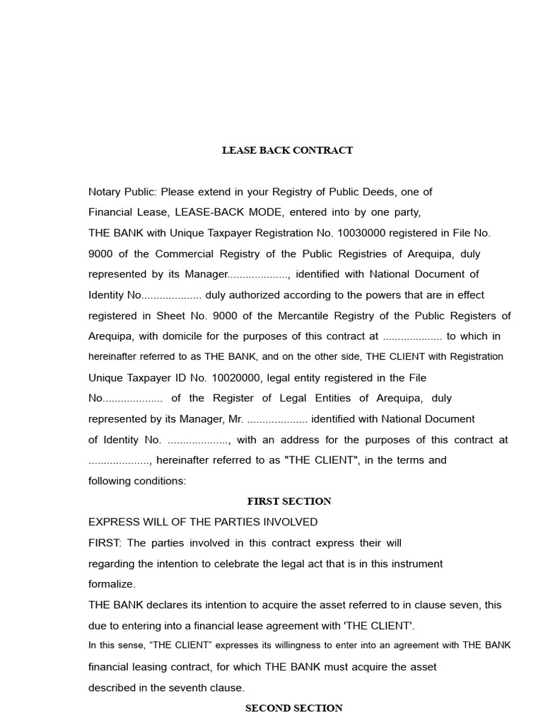 Lease Back Contract Now | PDF | Lease | Insurance