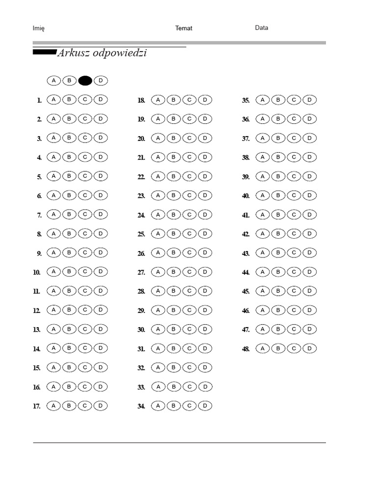 Arkusz Odpowiedzi | PDF
