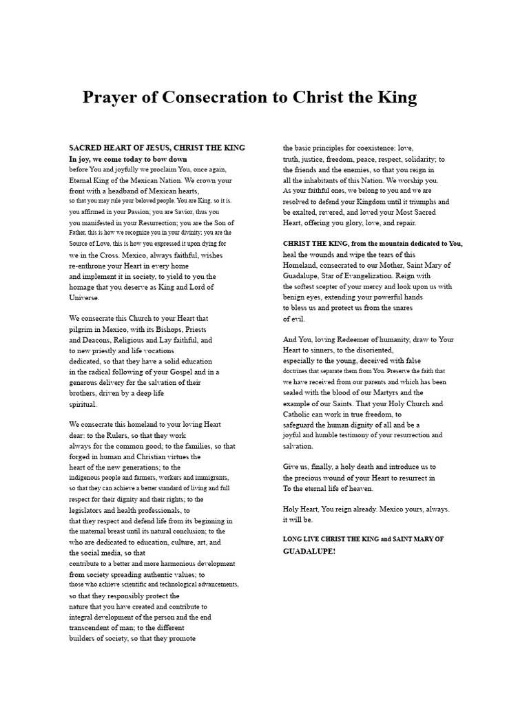 Consecration Prayer to Christ the King | PDF | Jesus | Catholic Church