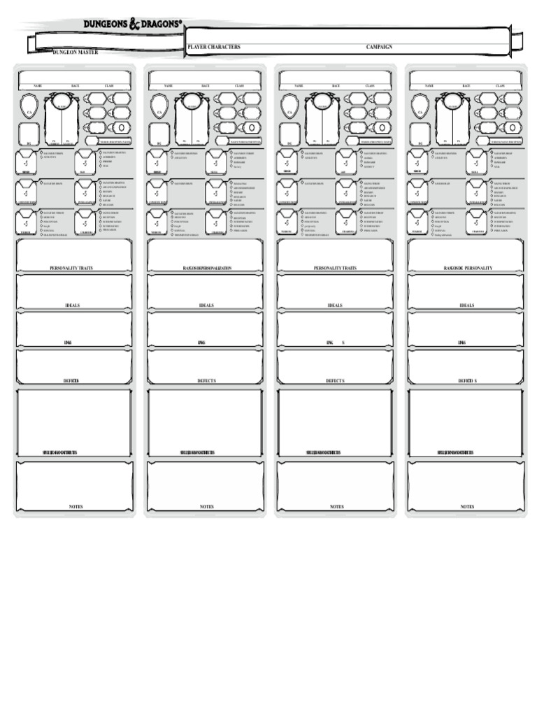 D&D 5E Player Character Control Sheet (Editable) | PDF | Play (Activity ...