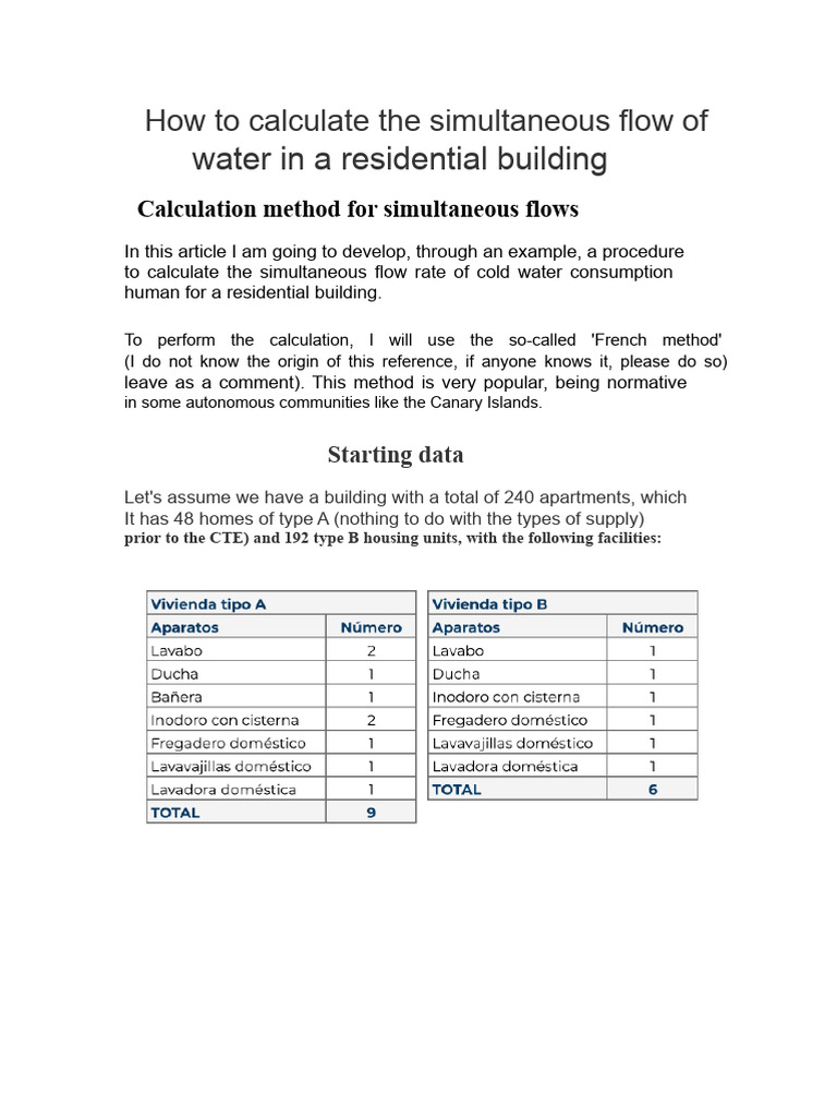 Calculate Simultaneous Water Flow in Buildings | PDF | Applied Mathematics