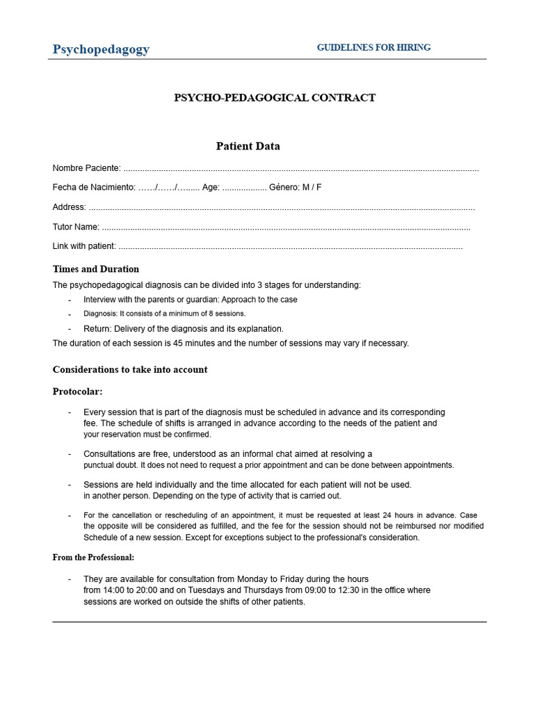 Psychopedagogical Contract (Self-saved) | PDF