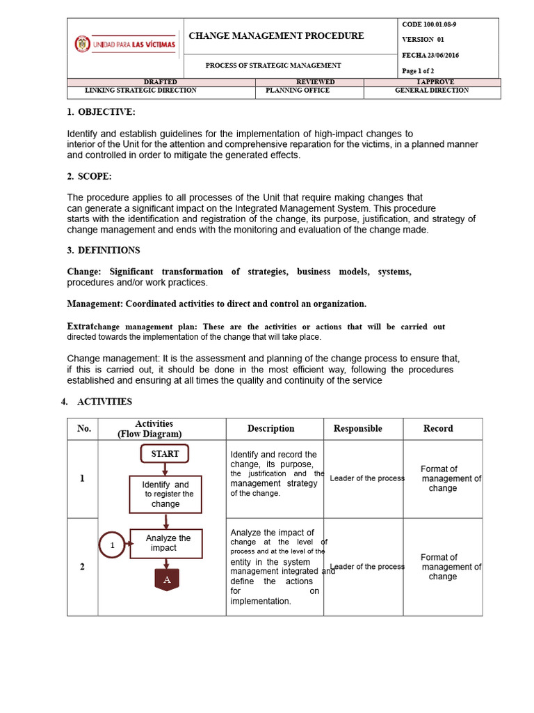 Change Management Procedure v1 PDF | PDF | Evaluation | Strategic ...