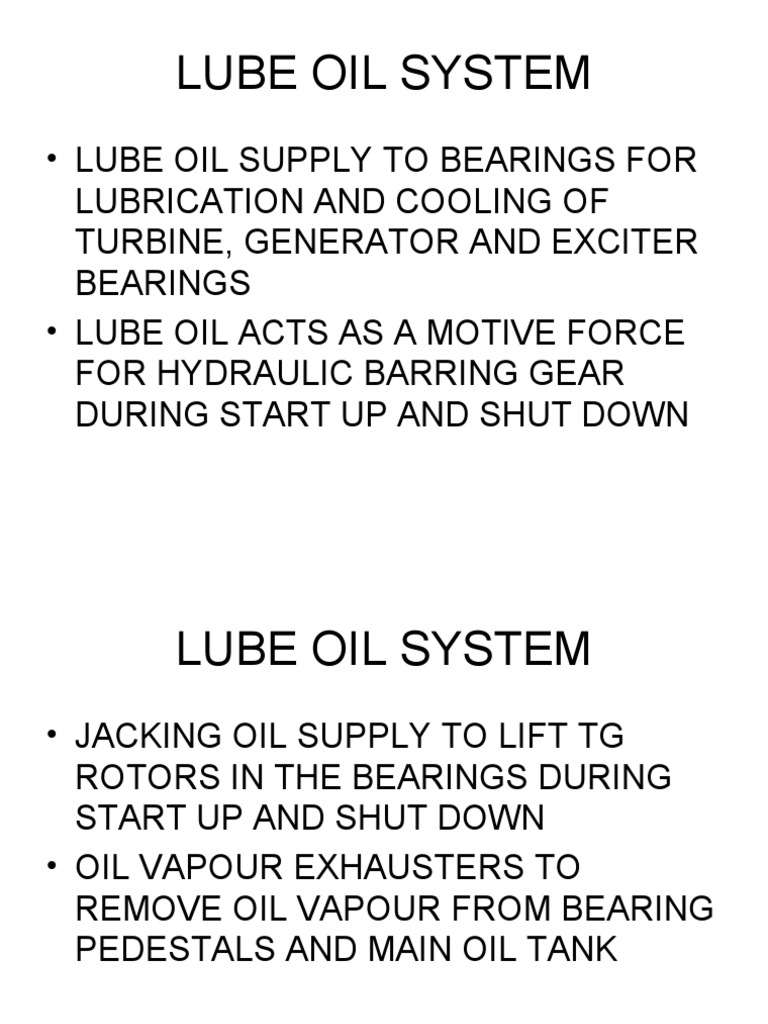 Lub Oil System 1 | PDF | Bearing (Mechanical) | Pump
