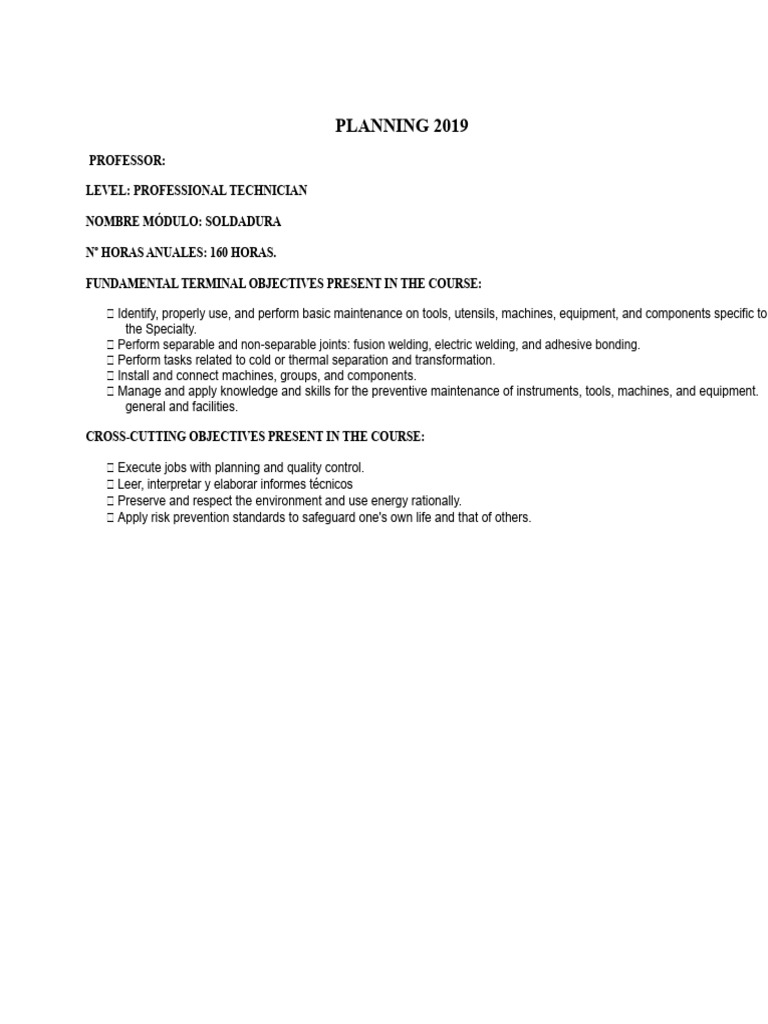 Welding Planning 2019 | PDF | Welding | Construction