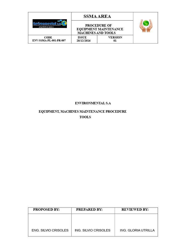 Equipment and Tools Maintenance Procedure | PDF