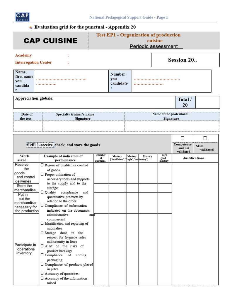 Cooking Cap Evaluation Grid 22 06 2016 | PDF | Cooking | Foods