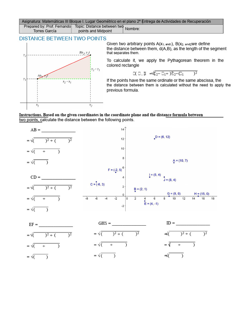 Distance Between Two Points and Midpoint | PDF | Rectangle | Analytic ...