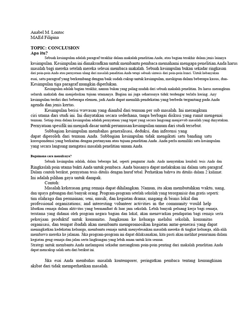 Cara Efektif Menulis Kesimpulan Penelitian | PDF