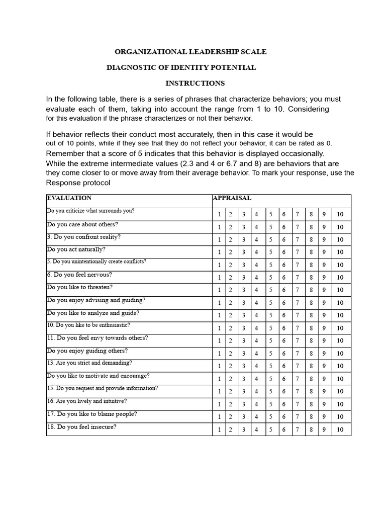 ORGANIZATIONAL LEADERSHIP SCALE | PDF | Performance Appraisal ...