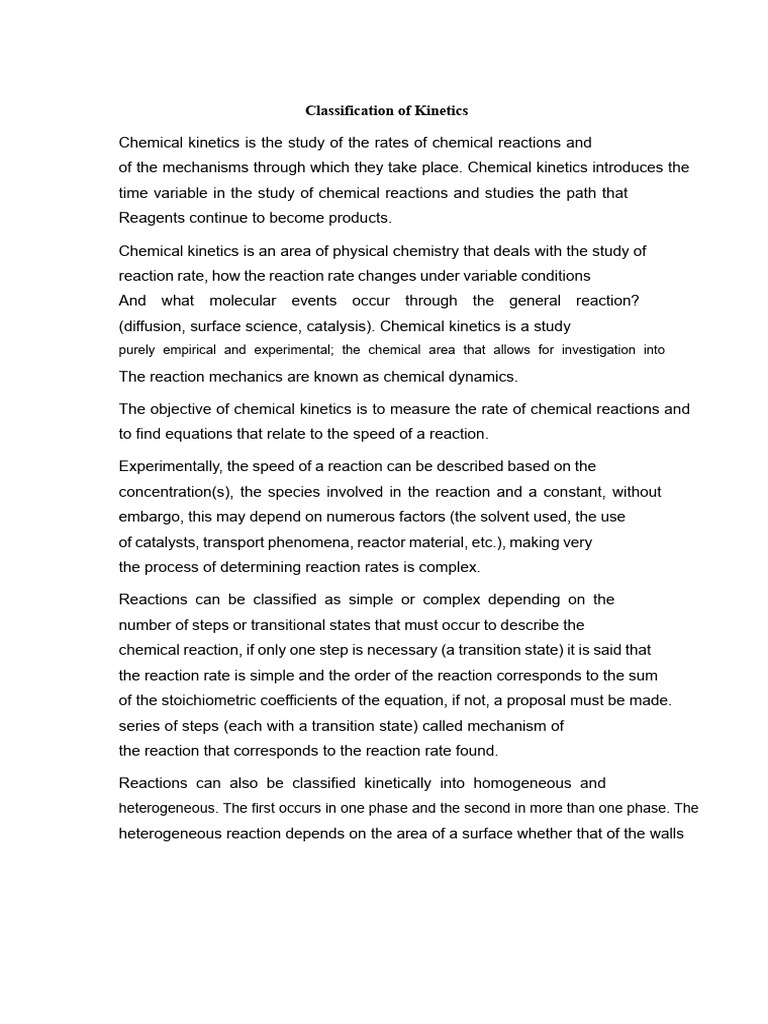 Classification of Kinetics | PDF | Chemical Kinetics | Reaction Rate
