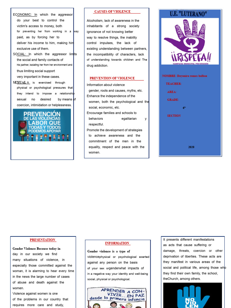 Triptych On Violence Prevention | PDF | Violence | Violence Against Women