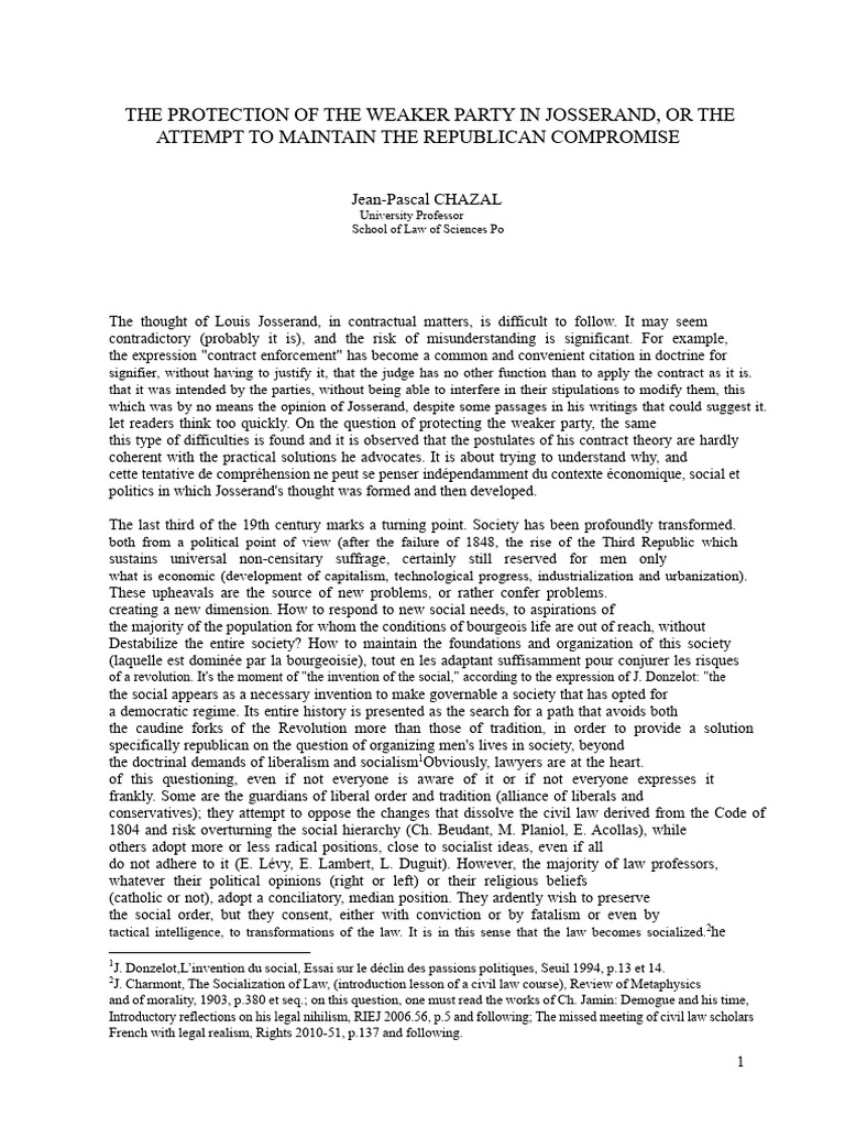 Protection of The Weaker Party in Contracts | PDF | Individualism ...