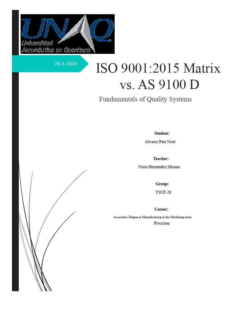 ISO 9001 Matrix vs. AS 9100 D | PDF | Quality Management | Quality ...