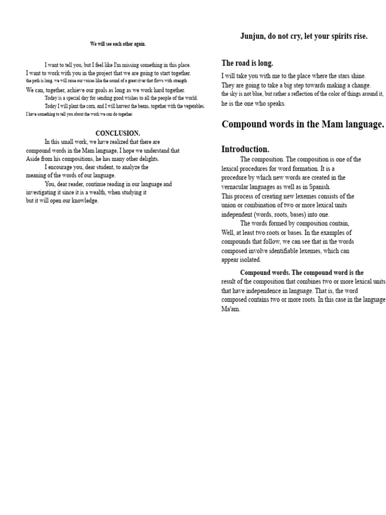 Brochure of Compound Words | PDF | Word | Noun