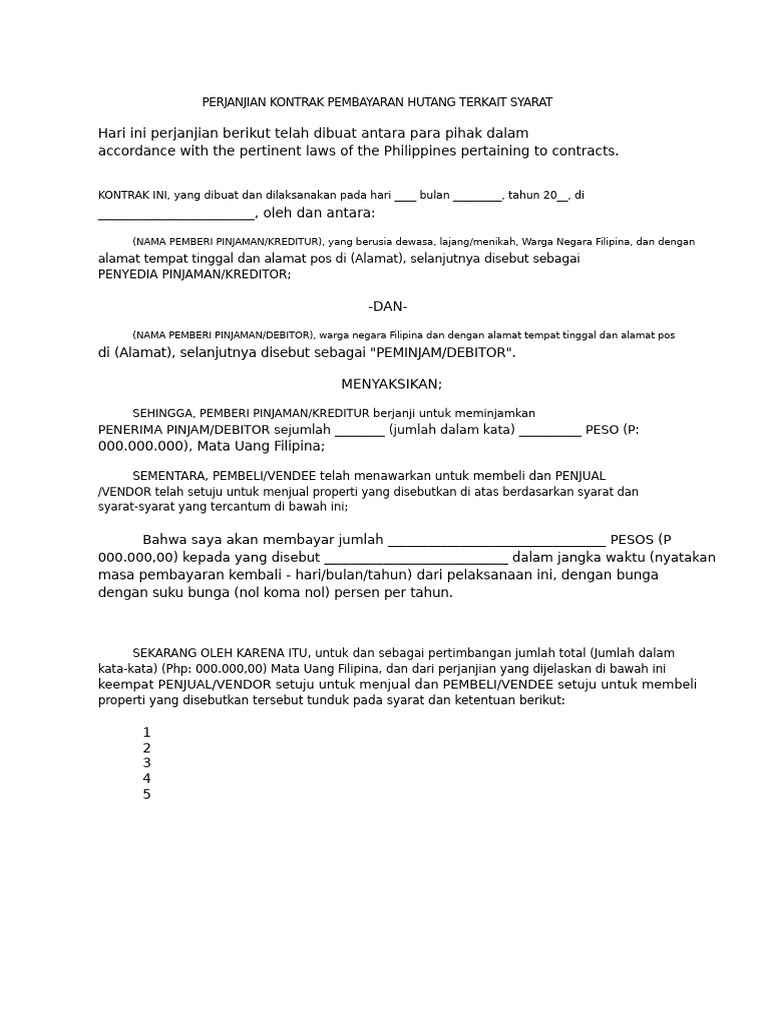 Draf Kontrak Trisikel Kuya Junar.doc (Mark Lozano Gwapo) | PDF