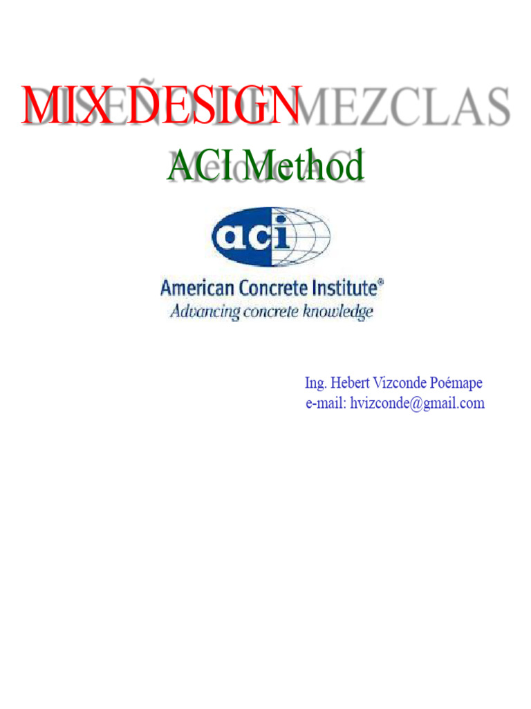 Mix Design According To ACI Standards | PDF | Concrete | Cement