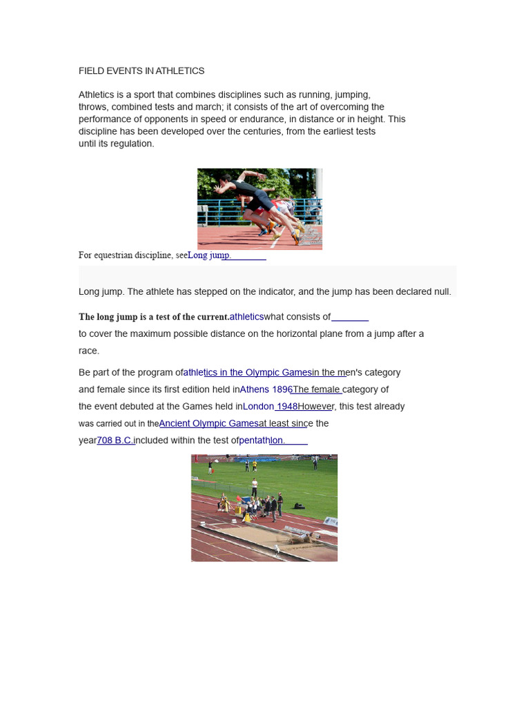 Overview of Athletics Field Events | PDF | Track And Field | Games Of ...