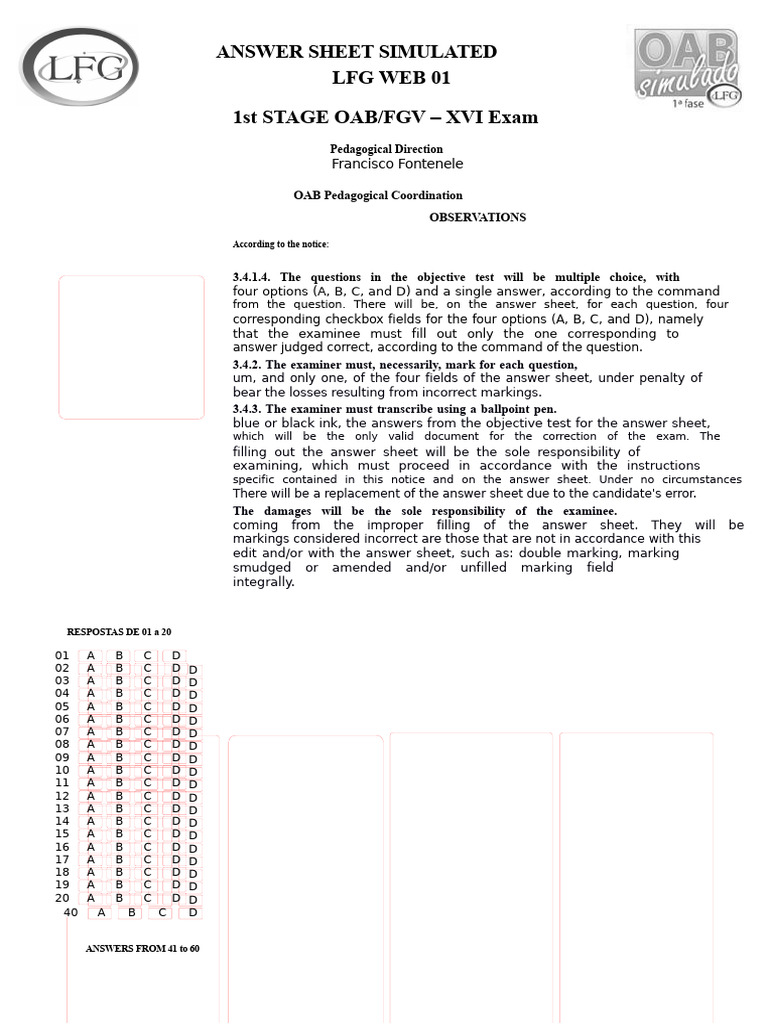 Student Response Sheet - Model 01 | PDF | Multiple Choice | Data Collection
