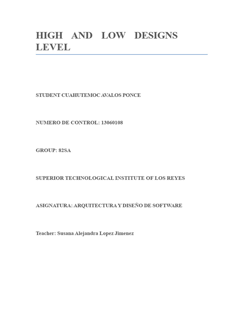 High and Low-Level Design Overview | PDF