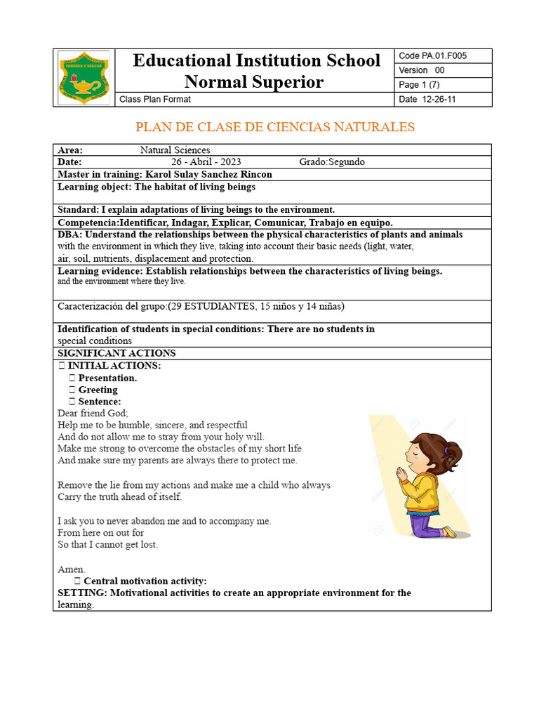 Class Plan: Natural Science Habitats | PDF | Habitat | Pond