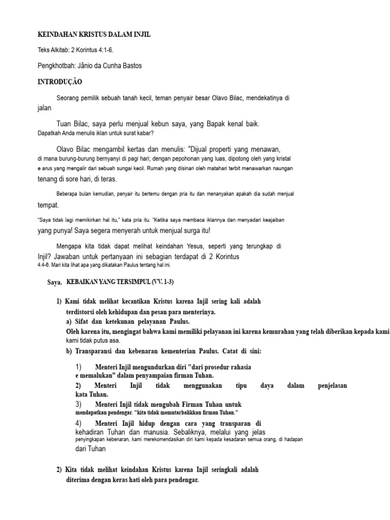 Keindahan Kristus dalam Injil | PDF