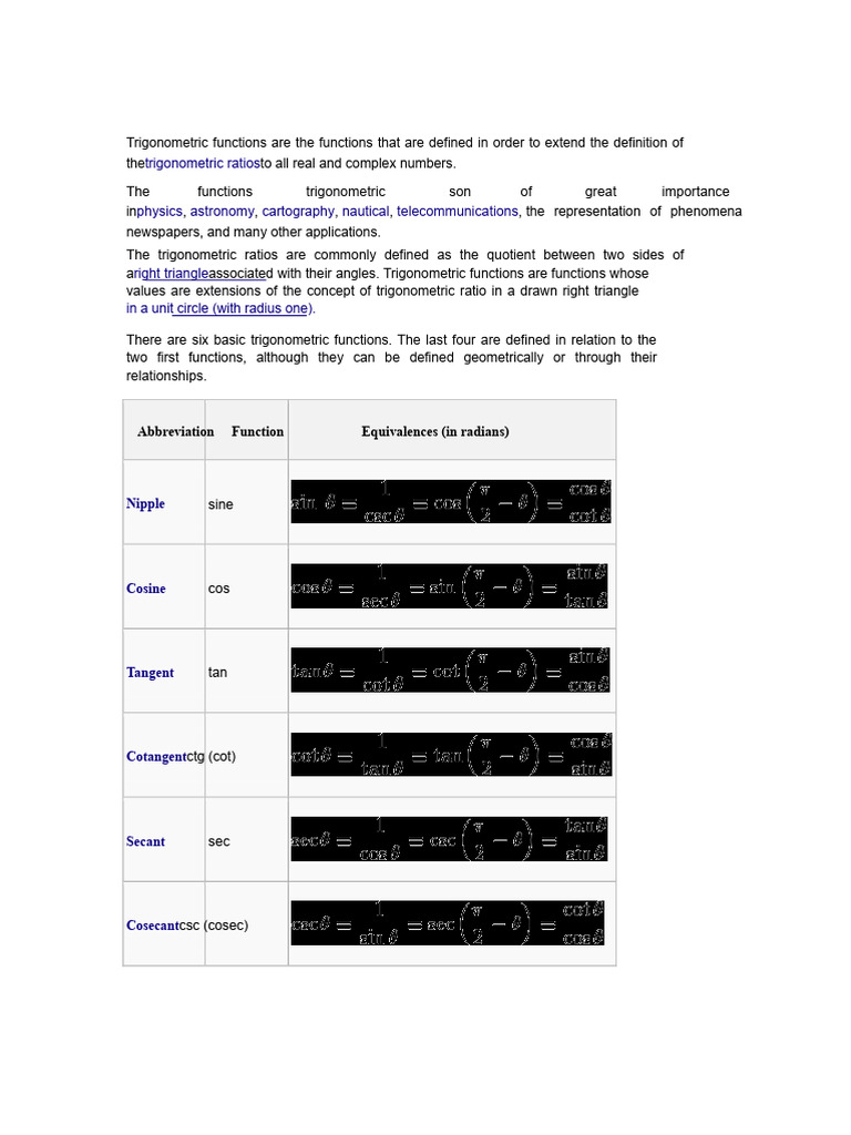 Trigonometric Functions DIFFERENTIAL CALCULUS | PDF | Trigonometric Functions | Trigonometry