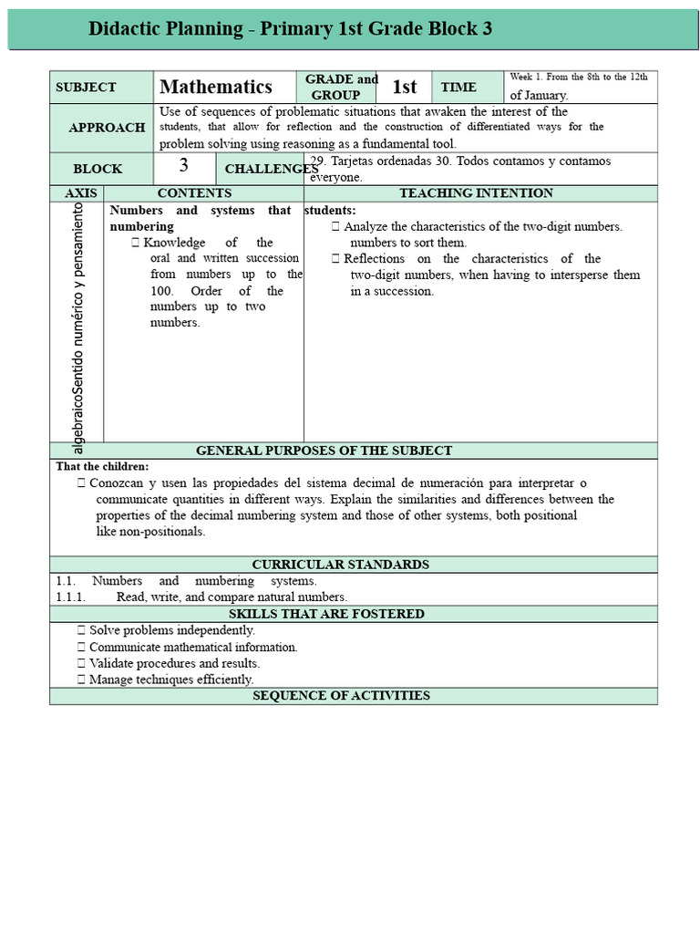 1st Grade Plan - Block 3 Mathematics (2016-2017) | PDF | Mathematics ...