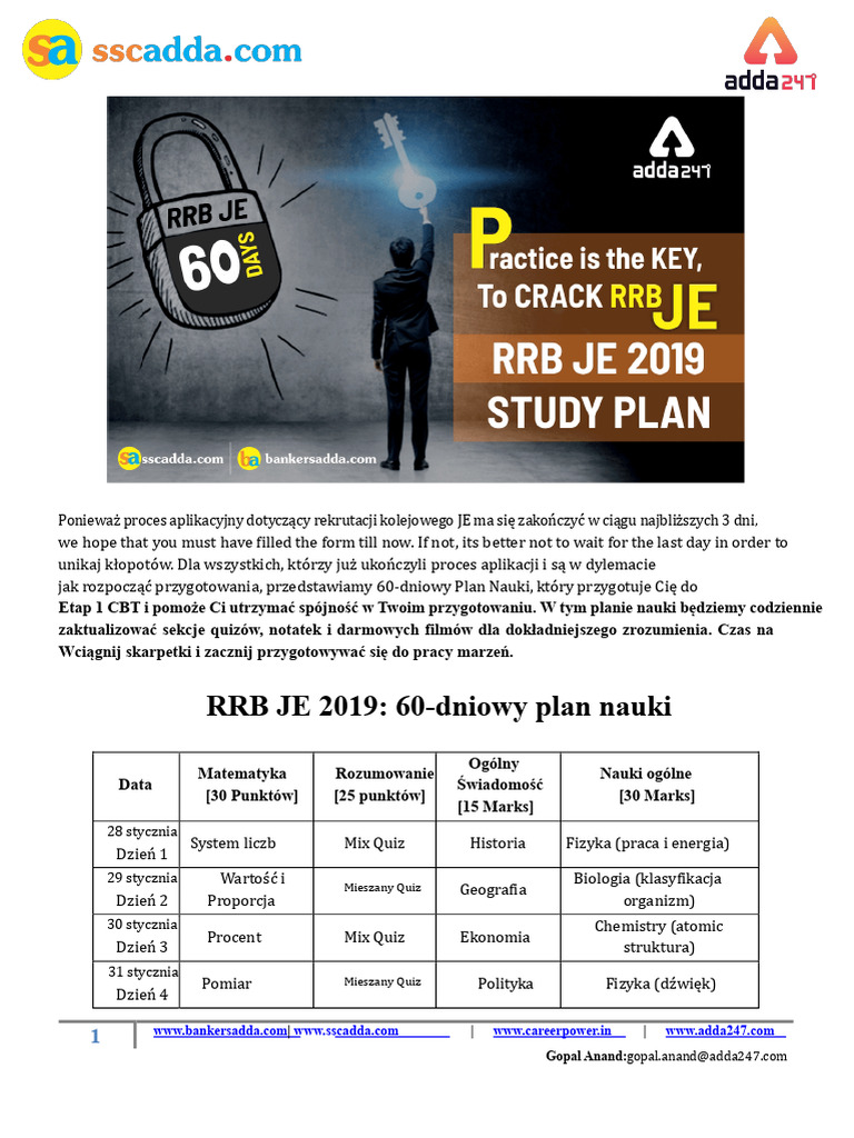 Plan Nauki RRB JE 2019 | PDF