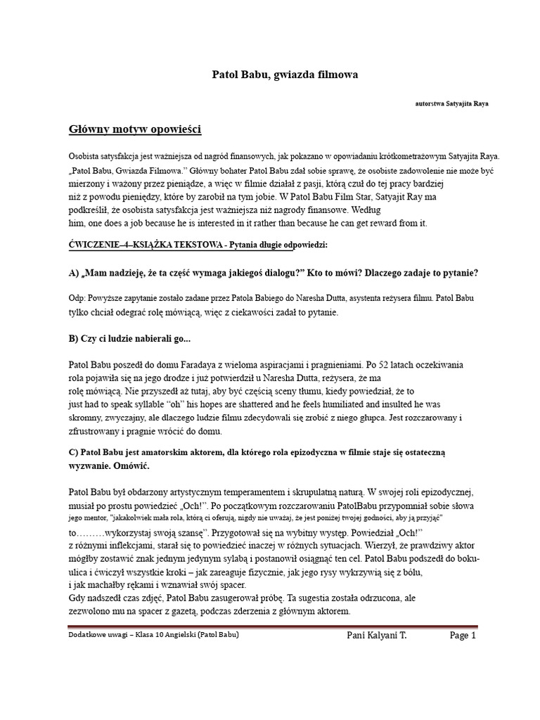 Patol Babu - Prześlij Dla Klasy 10 | PDF