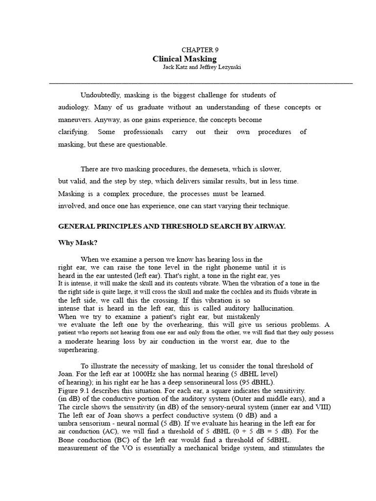 Katz Final Masking | PDF | Hearing | Neurology