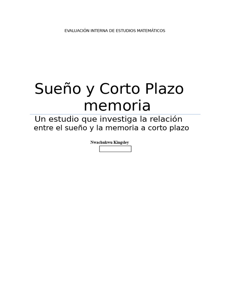 math ia primer borrador.docx | PDF | Dormir | Memoria