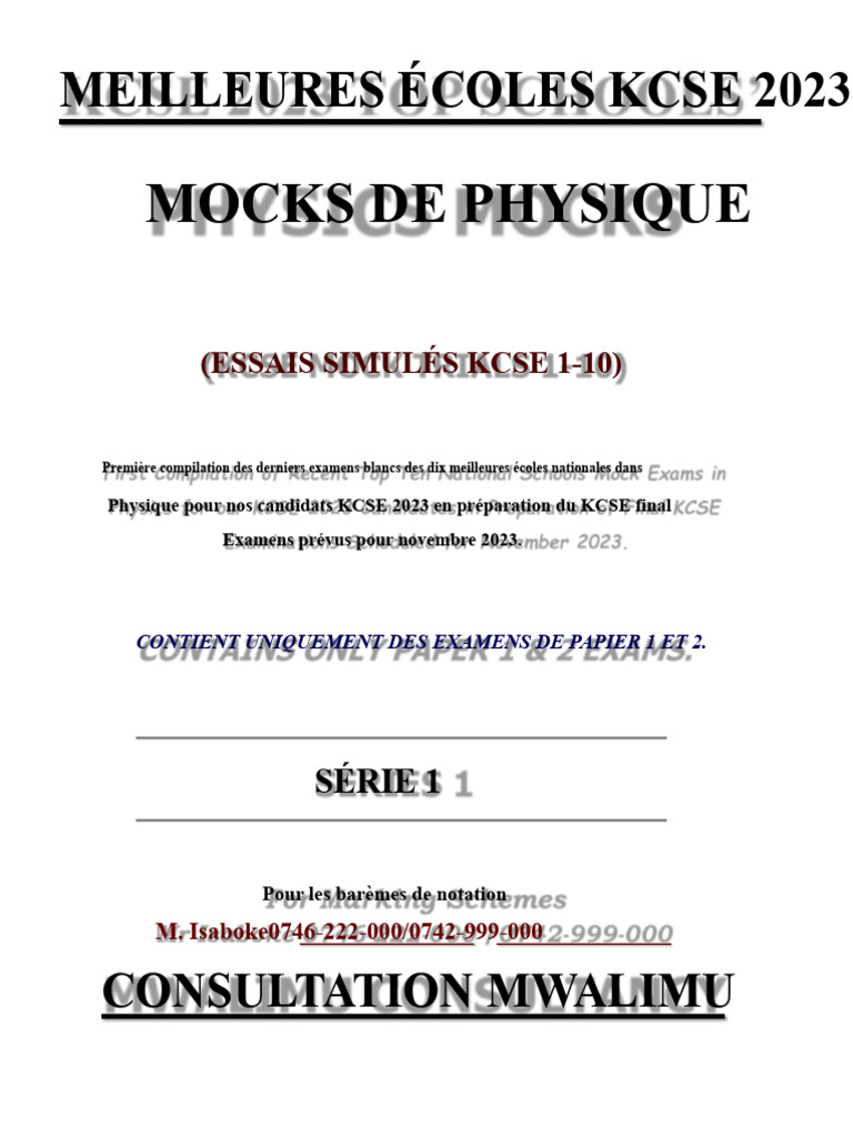 Simulations KCSE 2023 : Physique Mocks | PDF | Transformateur ...
