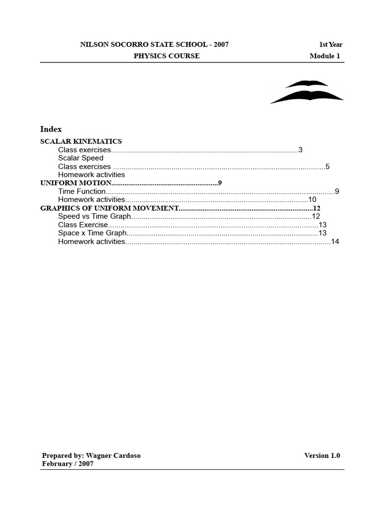 Scalar Kinematics Physics Module 1 | PDF | Speed | Kinematics