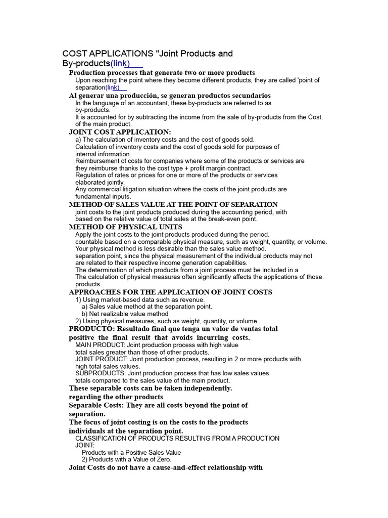 Applications of Joint Product Costing and Subproducts | PDF | Financial ...