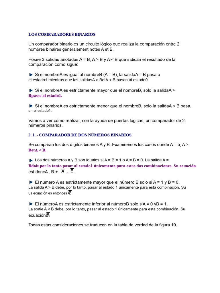Los Comparadores Binarios | PDF | Electrónica digital | Ingeniería ...