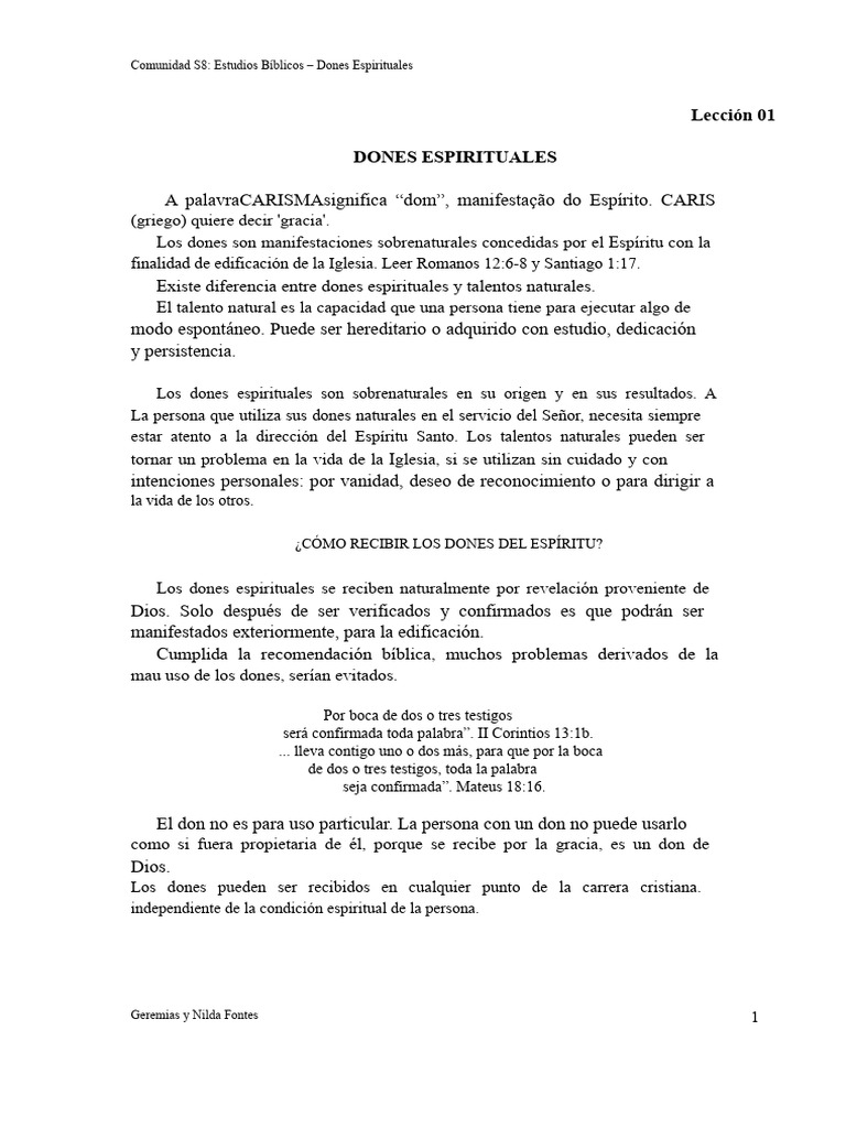 Dones Espirituales | PDF | Don espiritual | Profecía