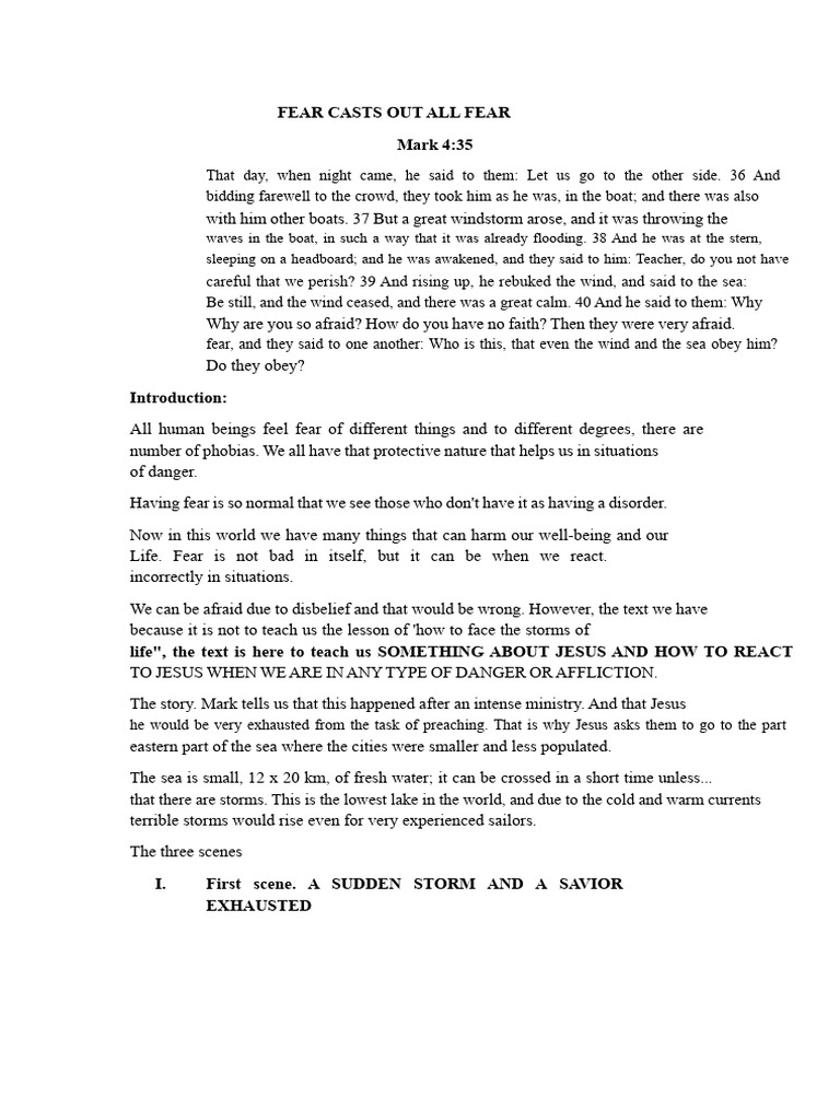 Mark 4:35-41 Calm in The Storm | PDF | Jesus | God