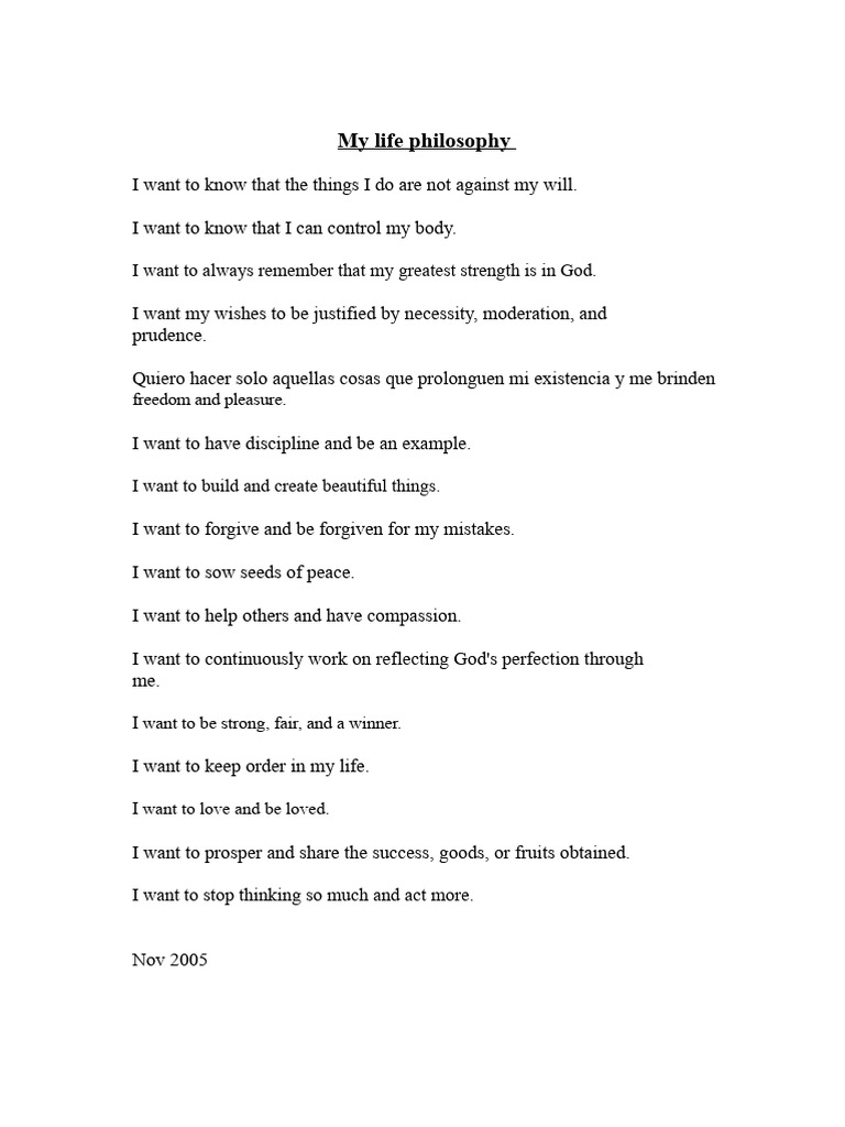 My Philosophy of Life | PDF
