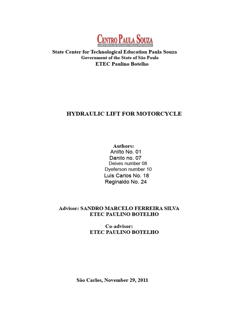 Hydraulic Motorcycle Lift Project | PDF | Elevator