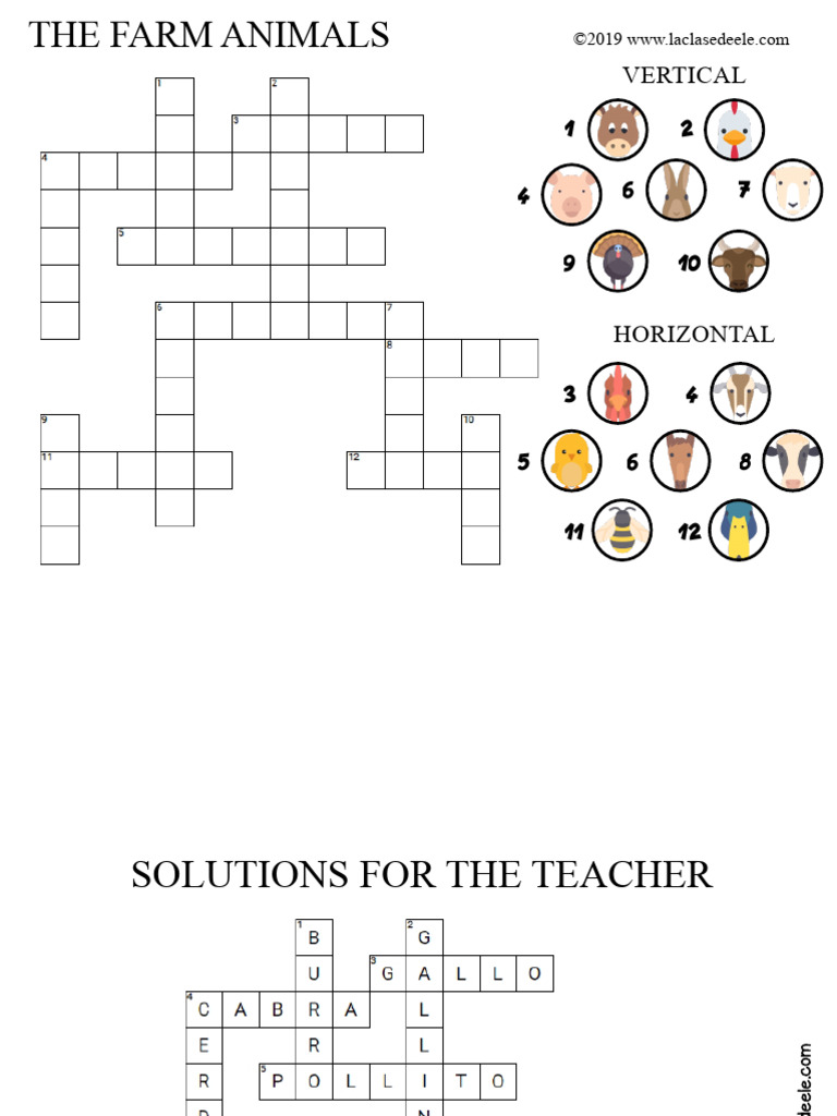 FARM ANIMALS CROSSWORD (Laclasedeele) PDF | PDF