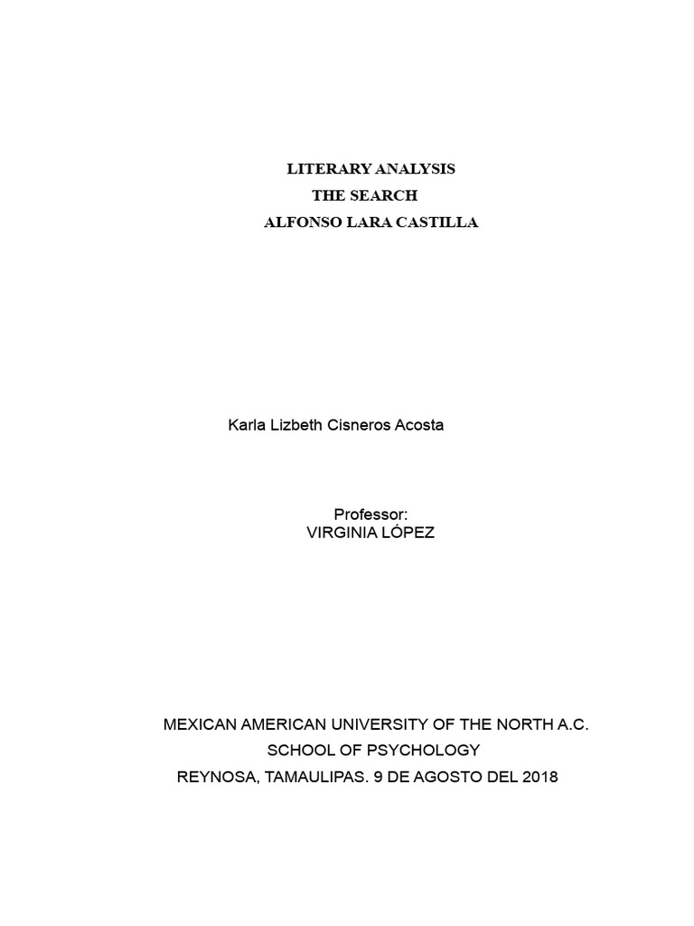 Literary Analysis of "The Search" | PDF | Experience | Feeling