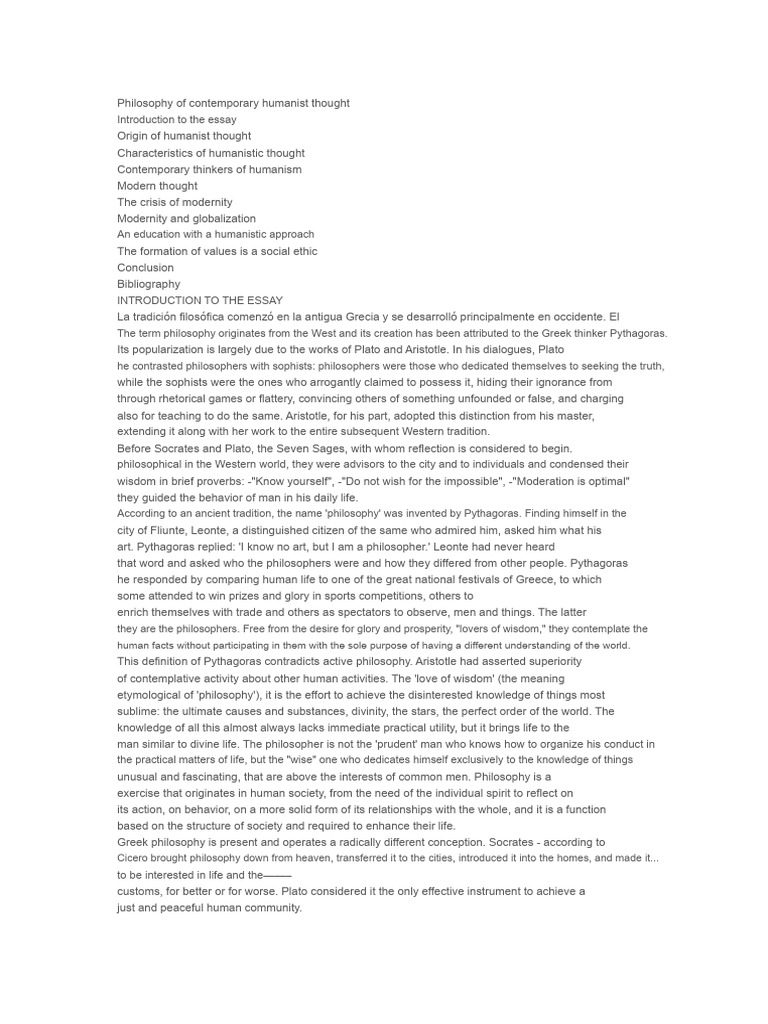 Philosophy of Contemporary Humanist Thought | PDF | Immanuel Kant ...
