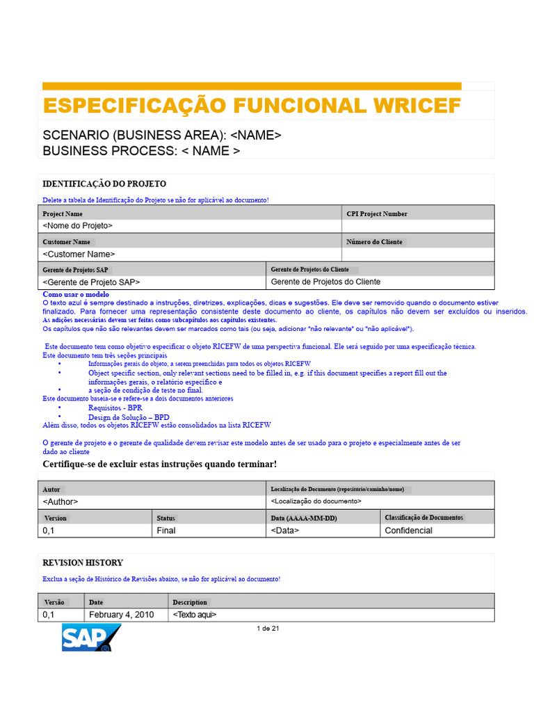 Especificação Funcional RICEFW SAP | PDF | Informática